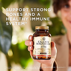 Solgar Calcium Magnesium Plus Zinc - 100 Tablets, Pack of 3 - Promotes Healthy Bones, Supports Nerve & Muscle Function - Non-GMO, Vegan, Gluten Free - 100 Total Servings