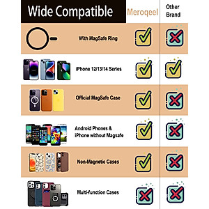 Meroqeel Magnetic Phone Wallet Stand for MagSafe iPhone 12 13 14 Series, Leather Magnet 3 Credit Card Money Holder for The Back of Mag Safe Phone 12 13 14 Pro Max Case, 2-in-1 Cards Wallets - Green