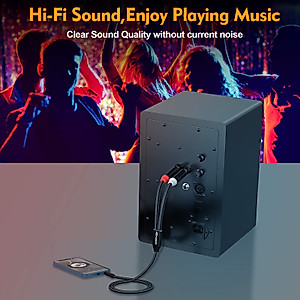 HOSONGIN 3.5mm to Dual 1/4 Cable, 3.5mm 1/8 TRS to Dual 6.35mm 1/4 TS Mono Breakout Cable Y Splitter Stereo Cable Cord Compatible with Smartphone, iPod/MP3, Tablet, PC, CD Player, Speaker - 6 Feet