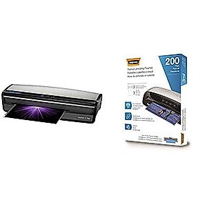 Fellowes Jupiter 2 125 Laminator with 10 Pouches, 12.5 Inch (5734101), Black & Grey and Thermal Laminating Pouches, 3mil Letter Size Sheets, 9 x 11.5, 200 Pack, Clear (5743401)