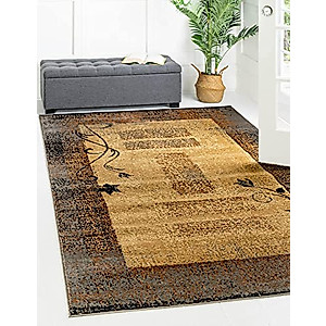 Unique Loom Barista Collection Area Rug - Excelsa (9' x 12' Rectangle, Beige/ Brown)