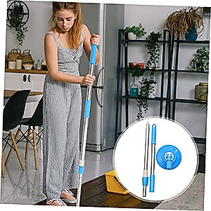 Gogogmee Mop Pole Floor Mop Rod Base Replacement Micro Fiber Mop Pedal Turnicate Mop Handle Commercial Velda Broom Handle Threaded End Mops for Floor Cleaning Mop Heads Stainless Steel Blue