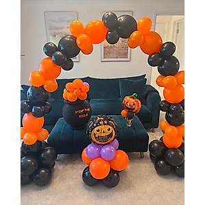 ADOINBY Black and Orange Balloons, 70Pcs 12inch Black Orange Latex Balloon and Confetti Balloons for Halloween Celebration Trick or Treat Party Spooky Ghost Party Bar Anniversary Graduation Decoration