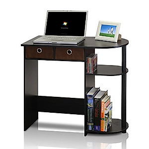 Furinno Go Green Home Laptop Notebook Computer Desk/Table with 2 Drawer Bins, Espresso/Black/Brown
