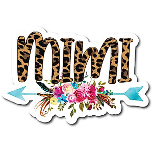 Mimi | Cheetah Print | Flowers | Single |5 Inch Magnet | Made in The USA | Car Auto Tool Box Refrigerator Magnet|S10481