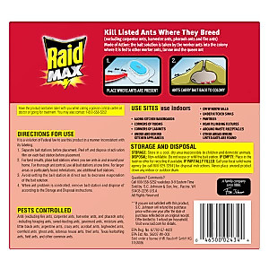 Raid Max Liquid Ant Bat; Kills Ants Where They Breed, For Indoor and Outdoor Use; 4 Bait Stations