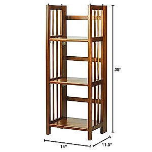Casual Home 3-Shelf Folding Bookcase (14" Wide)-Honey Oak