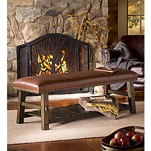 Plow & Hearth Metal Fireplace Screen Tree of Life Black | 44" W x 33" H | Flatguard | Spark Guard Grate | Iron Fire Place Cover | Wood Stove Accessories
