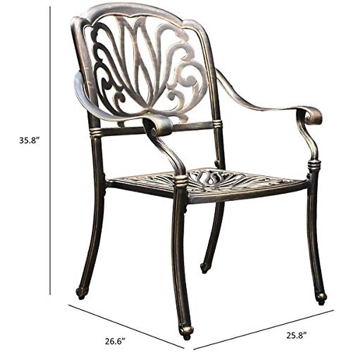 USSerenaY 2 Piece Cast Aluminum Bistro Chair Set Outdoor Bistro Patio Furniture Sets (2 Chairs Set-Flower)