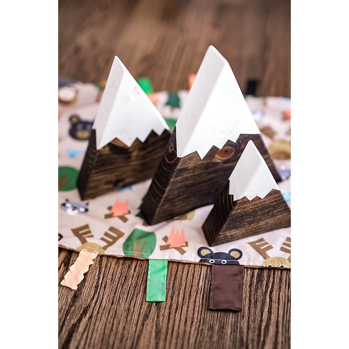 Baby Sensory, Security & Teething Closed Ribbon Tag Lovey Blanket with Minky Dot Fabric: 14”X18” (Forest)