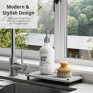 Sink Caddy, Dries Instantly Sink Holder for Preventing Moisture Buildup, Diatomaceous Pedestal Stand Riser with Stainless Steel Feet & Rubber Bottom, Soap Holder for Bottles Candles Decor