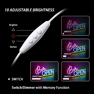 WX&YH Bar Open Neon Sign - Led Sign 10 Dimmable Open Neon Signs for Wall Decor, Open Bar Neon Lights Signs for Bar Business Window Pub Cafe Man Cave Club Restaurant Open Sign Decor Gifts