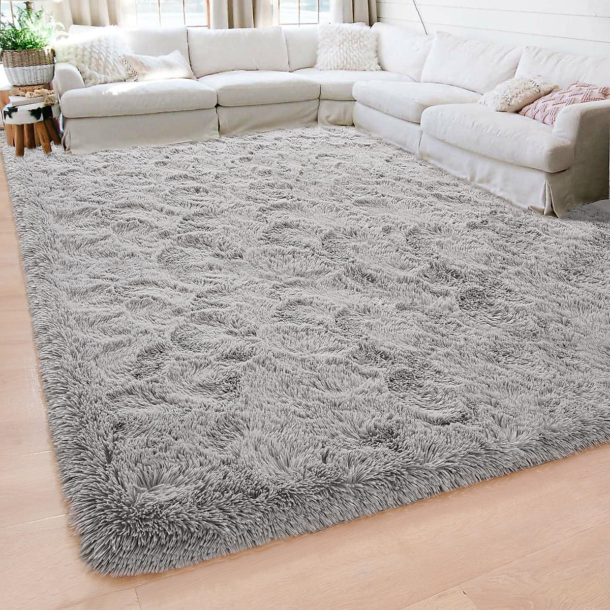 Beglad Soft Fluffy Area Rug Modern Shaggy Bedroom Rugs for Kids Room Extra Comfy Nursery Rug Floor Carpets Boys Girls Fuzzy Shag Fur Home Decor Rug, 5.3 ft x 7.5 ft, Grey