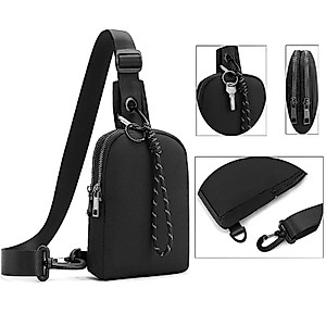 iRanjuli Phone Chest Sling Bags Women Travel Waterproof Shoulder Daypacks Small Cross Pack Men Black Sport Bags with Keychain