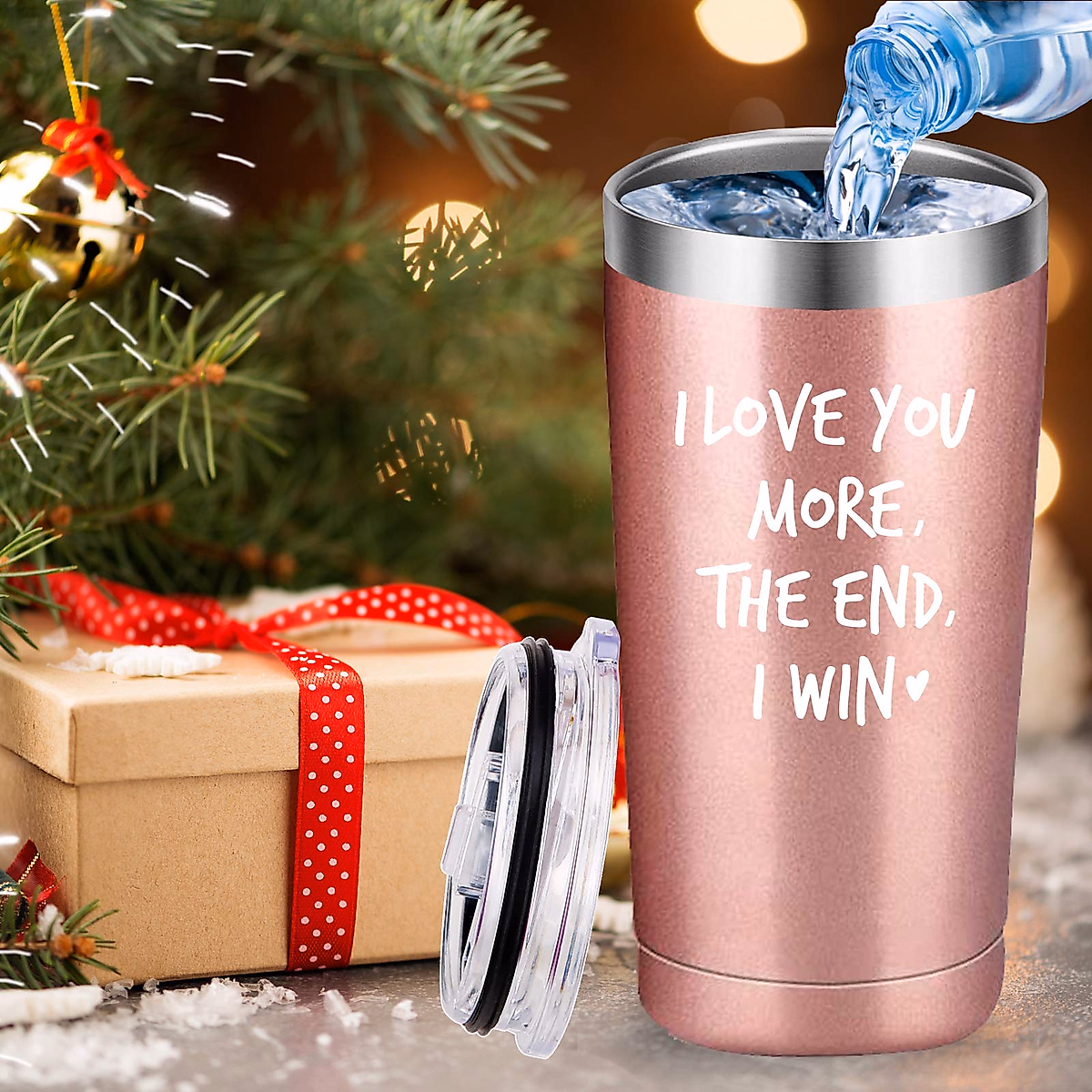 Mamihlap I Love You More The End I Win Travel Mug Tumbler.Funny Valentine's Day Anniversary Birthday Christmas Day Gifts for Men Women Wife Husband Boyfriend Girlfriend(20 oz Rose Gold)