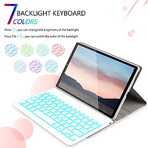 Backlit Bluetooth Keyboard Case for Lenovo Tab M10 Plus 10.3" TB-X606F, Wireless Detachable Keyboard Case with Protective Cover, Rose Gold