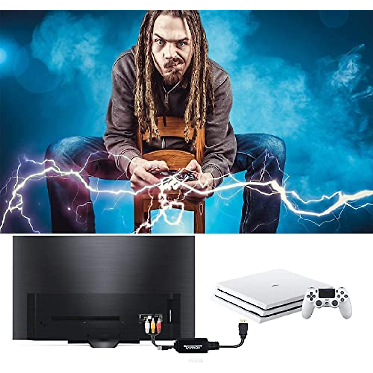 DIGITNOW! HDMI to RCA Converter, HDMI to RCA Cable Adapter, 1080P HDMI to AV 3RCA CVBs Composite Video Audio Supports NTSC for PC, Laptop, HDTV, DVD, VHC VCR