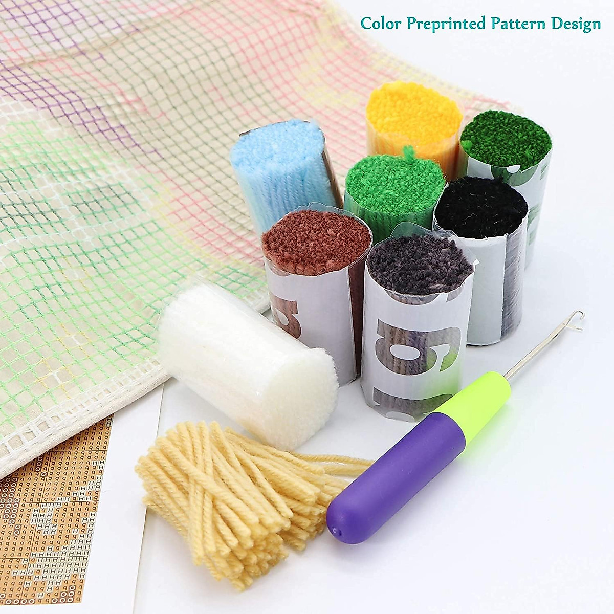 Crow Raven Moon Night Latch Hook Pillowcase Kits for Adults and Starter DIY Cushion Throw Pillow Cross Stitch Latch Hook Rug Kits with Preprinted Canvas Crochet Yarn Kits Needlework Crafts 17'' X 17''