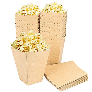 HOZEON 50 PCS 20 Ounces Paper Popcorn Boxes, Reusable Popcorn Containers for Party Movie Nights Theatre Themed Cinema Birthdays