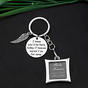 CYTING Wedding Bouquet Photo Charm I Know You'd Be Here Today If Heaven Weren't So Far Away Memorial Photo Frame Keychain Remembrance Jewelry Bridal Shower Gift (I know you'd be here today)