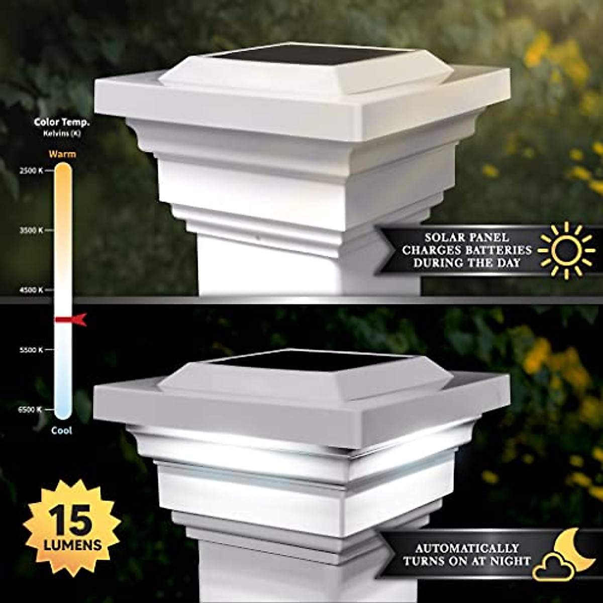 Classy Caps SL078W PVC Regal Solar Post Cap, 4" x 4", White