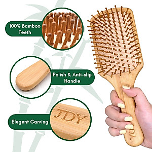JDY Brush Boar Bristle Hair Brushes Bamboo Hair Brush Set for Women Men and Kids with Short Long Curly Wavy Thick Hair Smoothing Frizzy Hair Restore Hair Shine