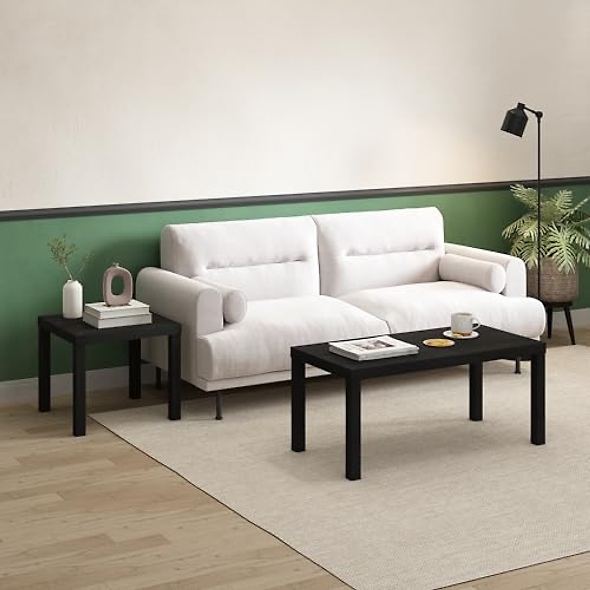 Furinno Classic Simple Coffee Table for Living Room, 38.98 (W) x 17.52 (H) x 18.9 (D) Inches, Black