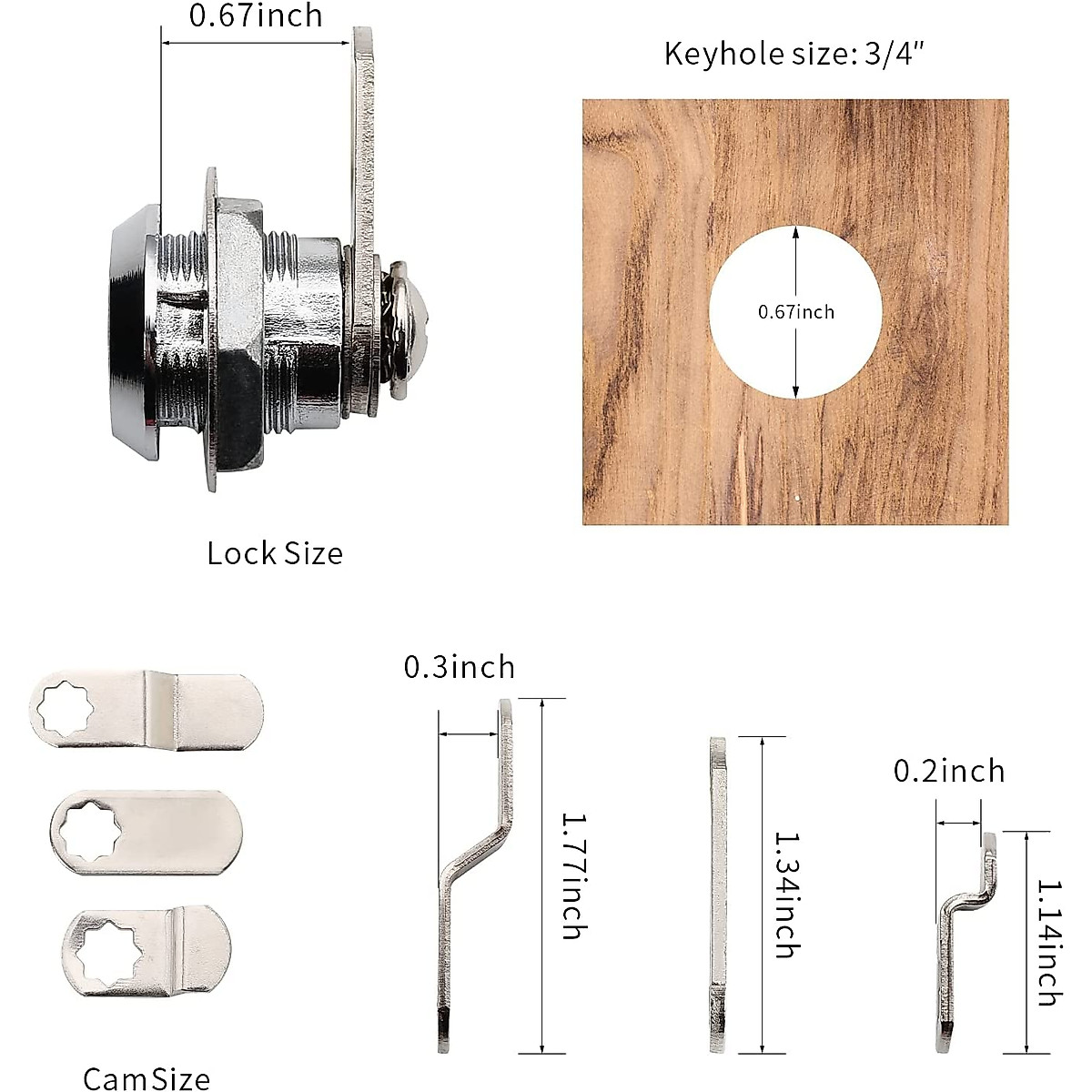 KNOKLOCK 2 Pack 5/8 Inch Cabinet Locks with Keys Cabinet Cam Lock Set Mailbox Locks Replacement Chrome Finish Zinc Alloy Desk Drawer Lock RV Storage Locks