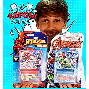 JARU Marvel Avengers & Spiderman Mini Pinball Machine for Kids (2 Toys) Handheld Games & Office Desk Games. Retro Vintage Toys Table Top Arcade Games. AB-6807-2