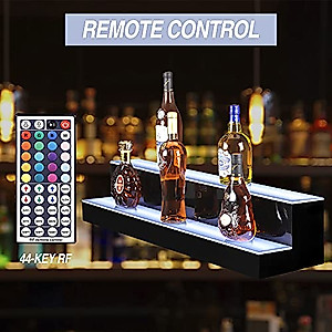 Ageszoe Acrylic LED Liquor Bottle Display Shelf 40 Inch 2 Step Acrylic Lighted Bar Shelf with RF Remote Controller for Home Commercial Bar Countertop Display Stand (2 Tier,40 inch)