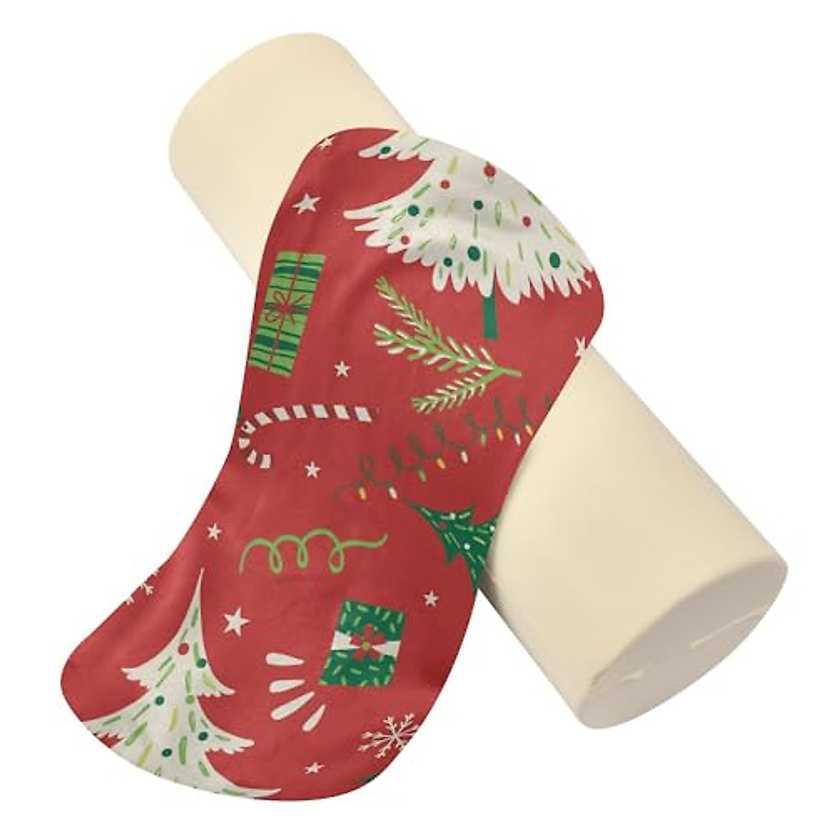 JUNZAN Christmas Tree Ornament Round Bolster Pillow Neck Roll Pillow Insert Round Pillow Chair Cushion for Roll Pillow for Neck Support Cylinder Body Pillow Cover