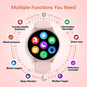 moreFit Smart Watch for Women Men, Smartwatch for Android Phones and iPhone Compatible, Waterproof Fitness Tracker Watch with Pedometer Heart Rate Monitor Sleep Tracker Call Reminder (Pink)