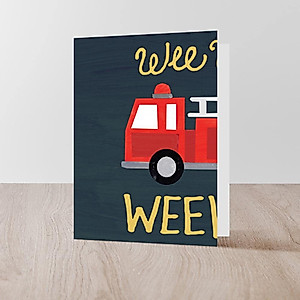 CafePress Wee Woo Firetruck Birthday Card Greeting Cards Folded Greeting Card Matte