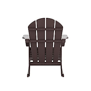 WO Home Furniture Patio Rocking Chair Set of 3 PCS Classic Outdoor Adirondack Rocker Chairs & Table (Dark Brown)