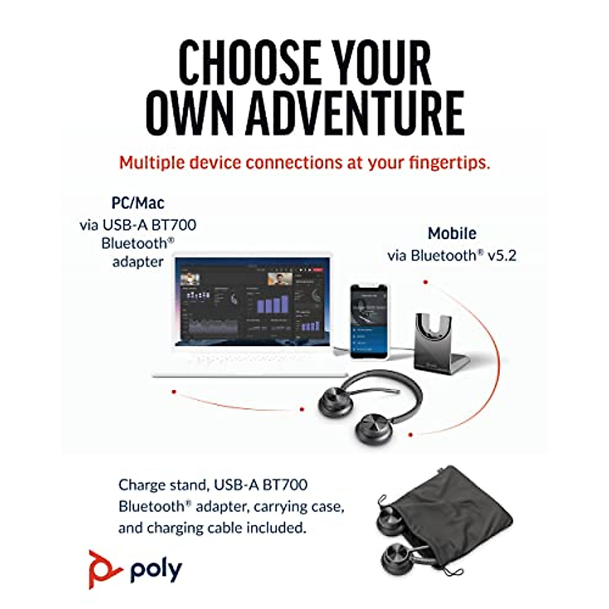 Poly Voyager 4320 UC Wireless Headset | Noise-Canceling Mic