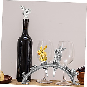Zerodeko Wine Bottle Stopper Holder 5pcs Bottle Stopper Storage Rack Decorations Zinc Alloy Arc Antique Wine Pourer Holder