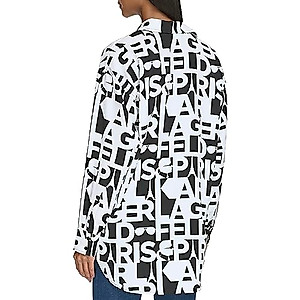 Karl Lagerfeld Paris Women's Logo Oversize Blouse, Black/White Combo
