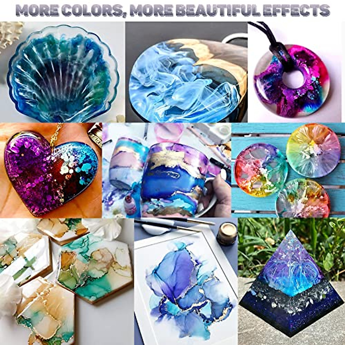 Alcohol Ink Set - 20 Bottles Vibrant Colors High Concentrated Alcohol-Based Ink, Concentrated Epoxy Resin Paint Colour Dye Great for Resin Petri Dish, Coaster, Painting, Tumbler Cup Making(10ml Each)