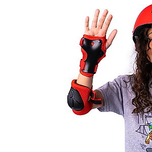 Kids Skateboard Bike Helmet Pads Set Protective Gear from Rude Boyz - Knee Pads Elbow Pads Wrist Pads Set for Youth Boys Girls