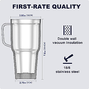 koodee 30 oz Tumbler with Lid and Straw, Stainless Steel Double Wall Insulated Travel Mug Water Tumbler with Handle (Canyon Red)