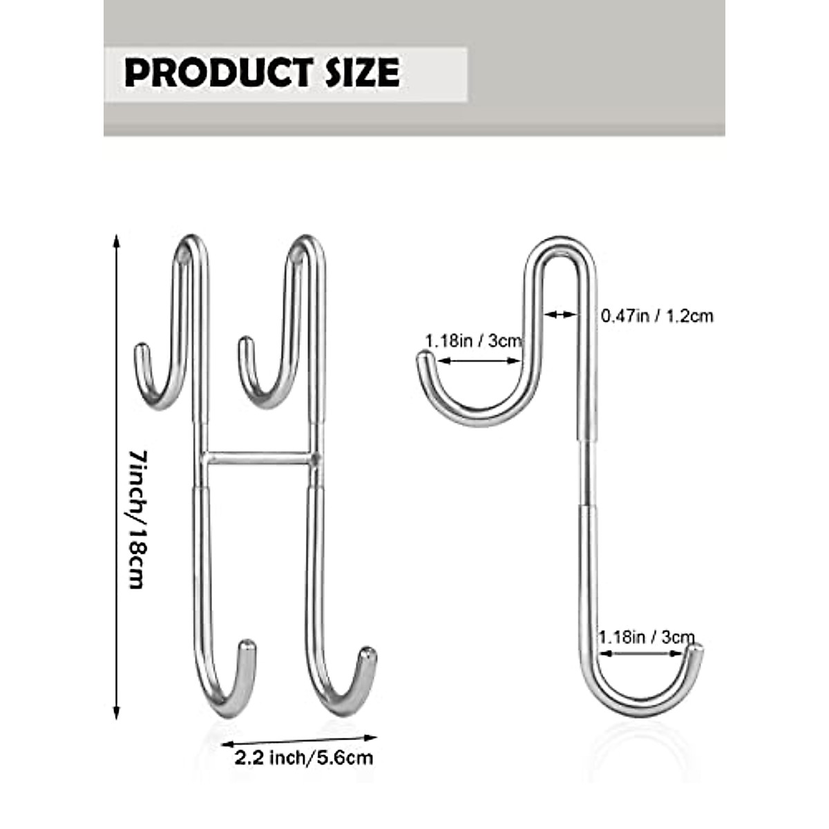 VIEDZMY 7 Inch Shower Door Hooks, 304 Stainless Steel Hanging Double Towel Hooks Shower Towel Holder Clothes Coat Robe Hooks for Bathroom Frameless Glass