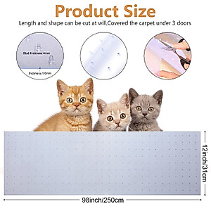 Treela 2 Pcs Cat Carpet Protector Plastic Runners to Protect Carpet Clear Non Slip Carpet Cover Heavy Duty Plastic Floor Protector Prevent Pets from Scratching Tearing Carpet Rugs (12 x 98 Inch)