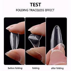 500Pcs Medium Almond Fake Nail Tips Full Cover Clear Acrylic Nails Press on Nails for DIY Nail Art, 10 Sizes (Clear)