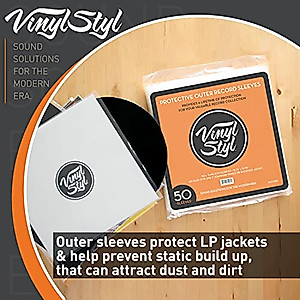 Vinyl Styl 12 Inch Vinyl Record Protective Outer Sleeves- Open Top - 50 Count (Clear)