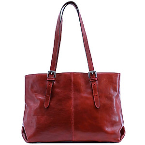 Floto Venezia Italian Leather Shopping Tote Bag Shoulder Bag Women's (Tuscan Red)