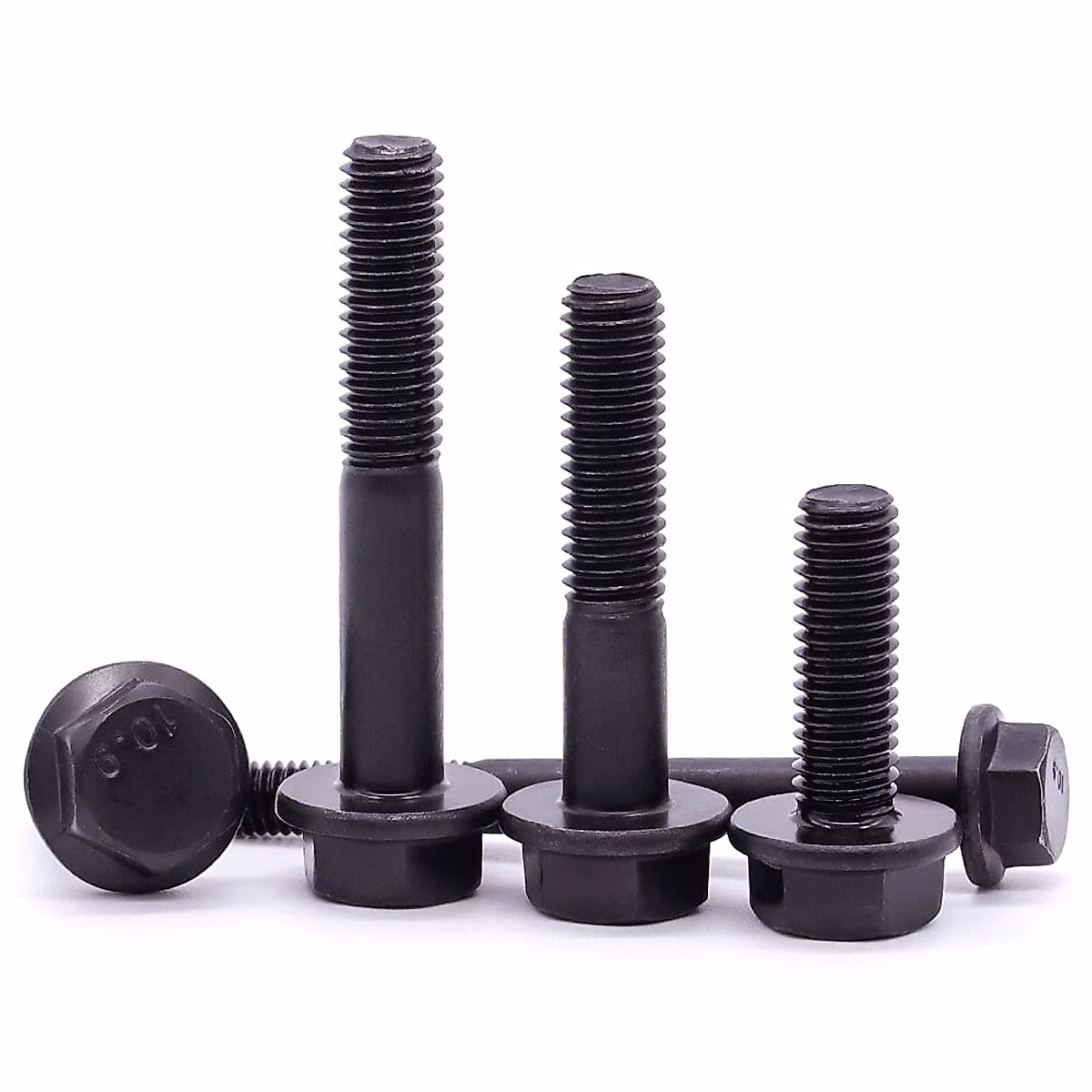 M10-1.5 x 20mm Flanged Hex Bolts Screws, 10.9 Grade Alloy Steel Hexagon Flange Bolts for Machinery Automotive, Black Oxide Finish, Full Thread, 10 PCS