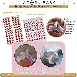 Acorn Baby Clear Corner Guards - 20pk Round and Square Baby Corner Protectors Baby Proofing Corner Guards with Adhesive