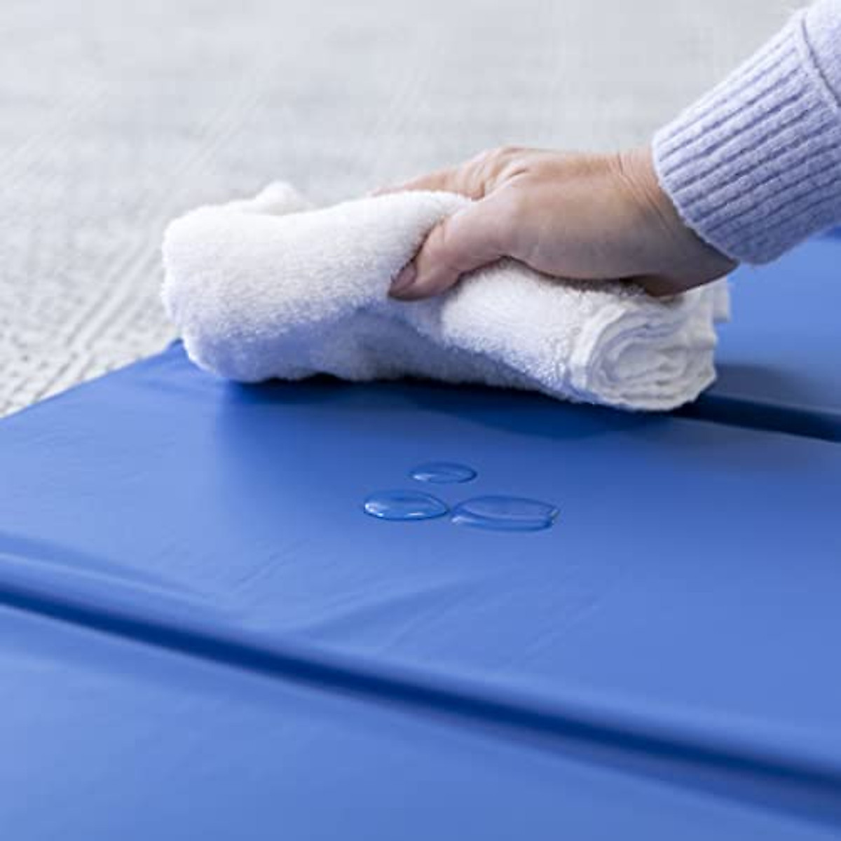 ECR4Kids Value 4-Fold Daycare Rest Mat,Blue/Grey (1" Thick), Pack of 5