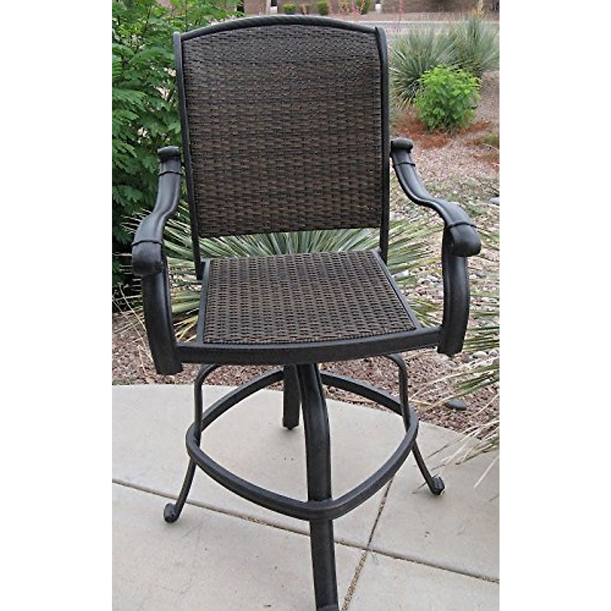 Santa Clara Outdoor Patio Set 6pc Swivel Barstools 30" H Dark Bronze Cast Aluminum