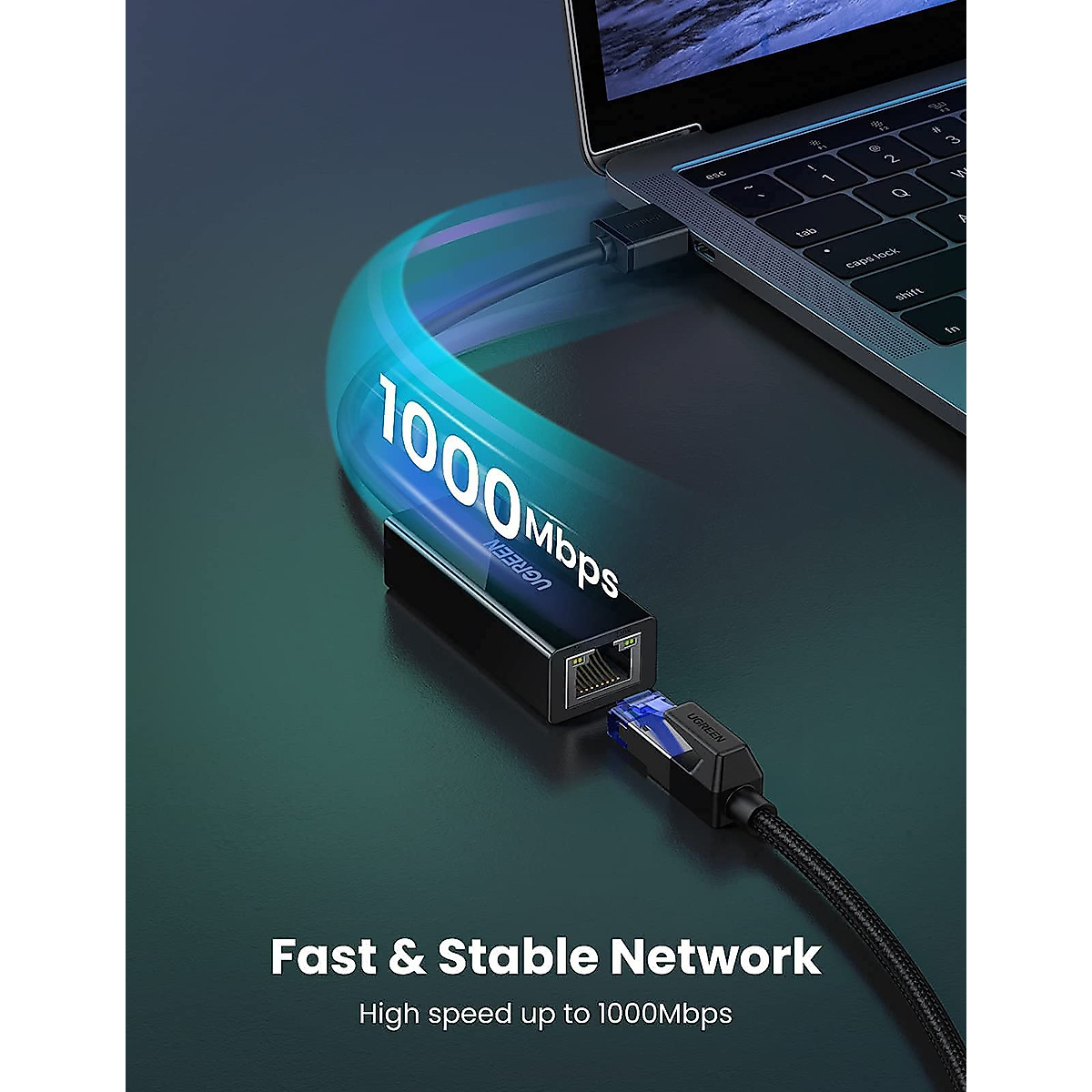 UGREEN Cat 8 Ethernet Cable 40Gbps Bundle with UGREEN USB 3.0 Ethernet Adapter